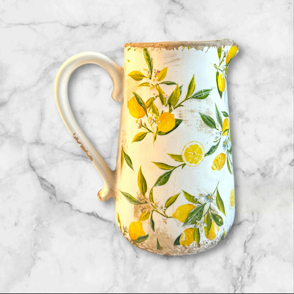 Ceramic Lemon Pitcher Rustic Style | Kitchen Switchen Resale